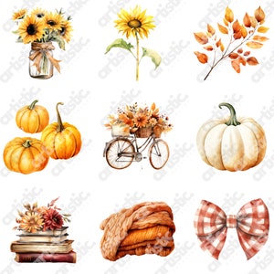 Watercolor Autumn Clipart Bundle: Cozy Fall PNG Images (26 Files) - Etsy