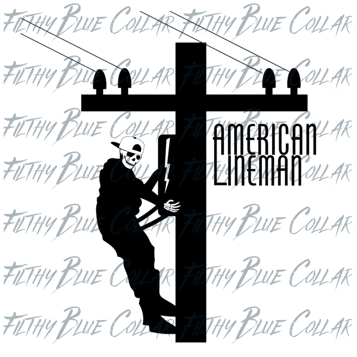 Blue Collar American Lineman Skull SVG - Etsy