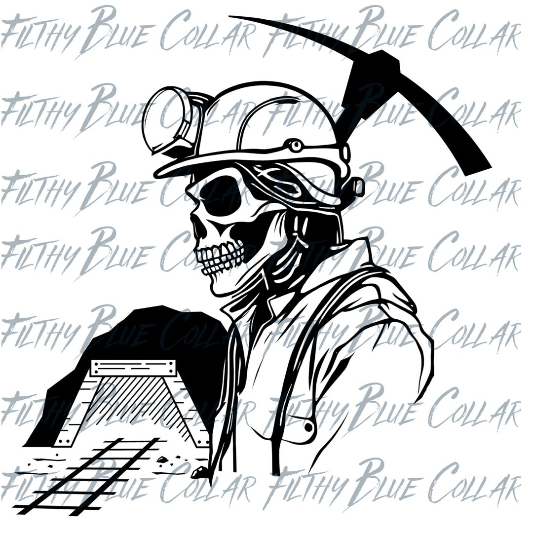 Coal Miner Skull With Pickaxe Blue Collar SVG - Etsy