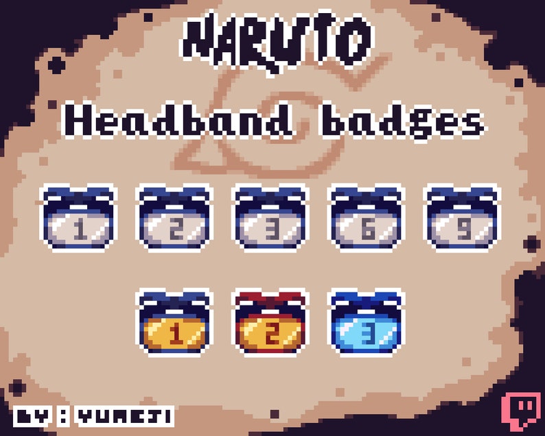 Naruto Headbands Sub Badges for Twitch Premade Pixel Art Badges for ...