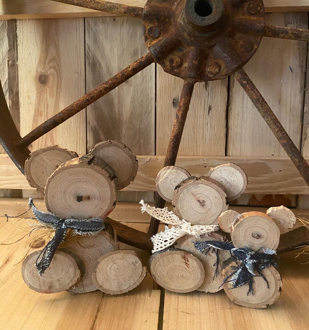 Upcycled Country Western Rustic Log Bears* Cabin Decorative Garden the ...