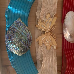 Vintage Retro Fashion 70’s Elastic Statement Butterfly & Abalone Shell ...