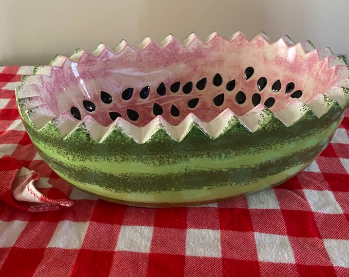 1985 Vintage Ceramic Watermelon Fruit Serving Bowl - Etsy