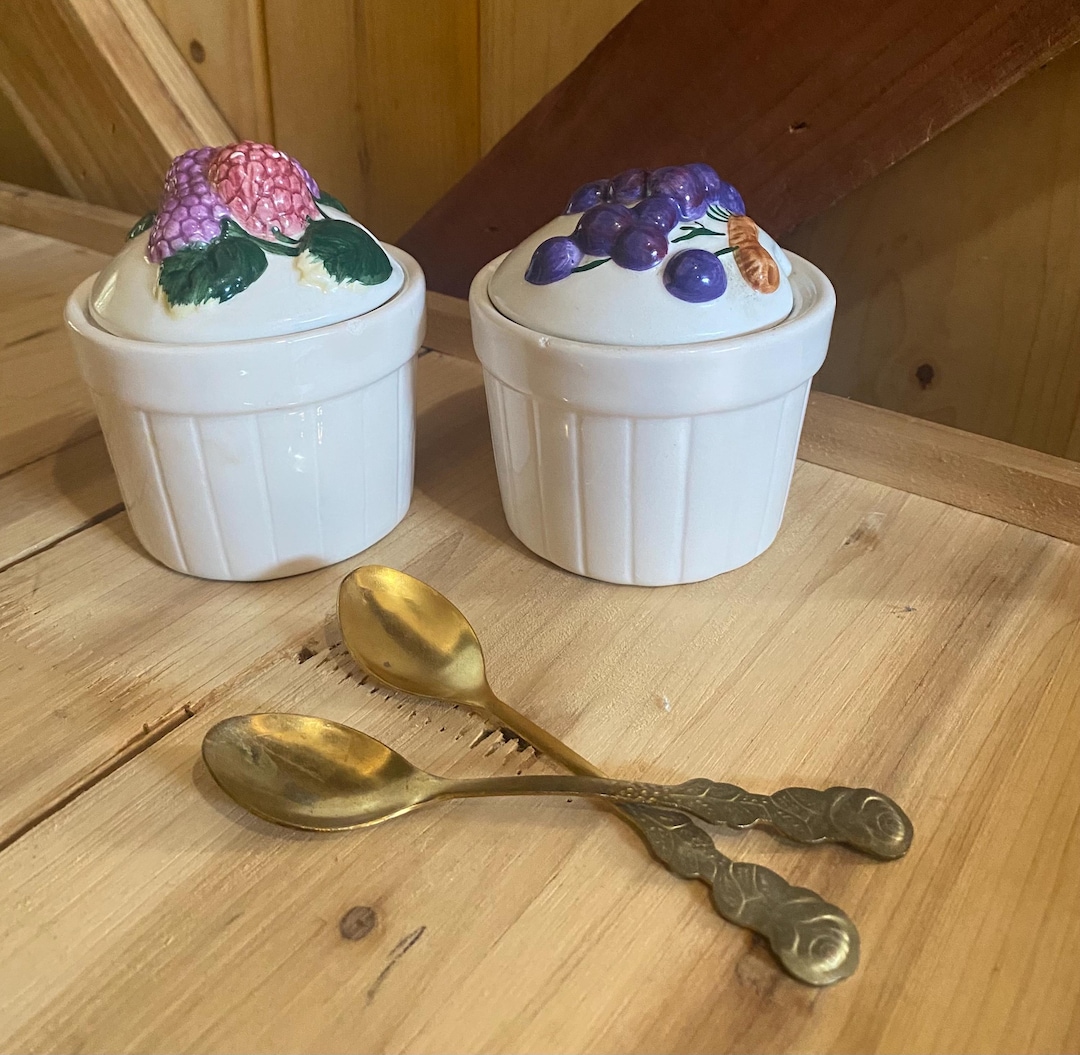 Vintage Jam Jelly Serving Jars* Ceramic Decorative Lidded Jars With ...