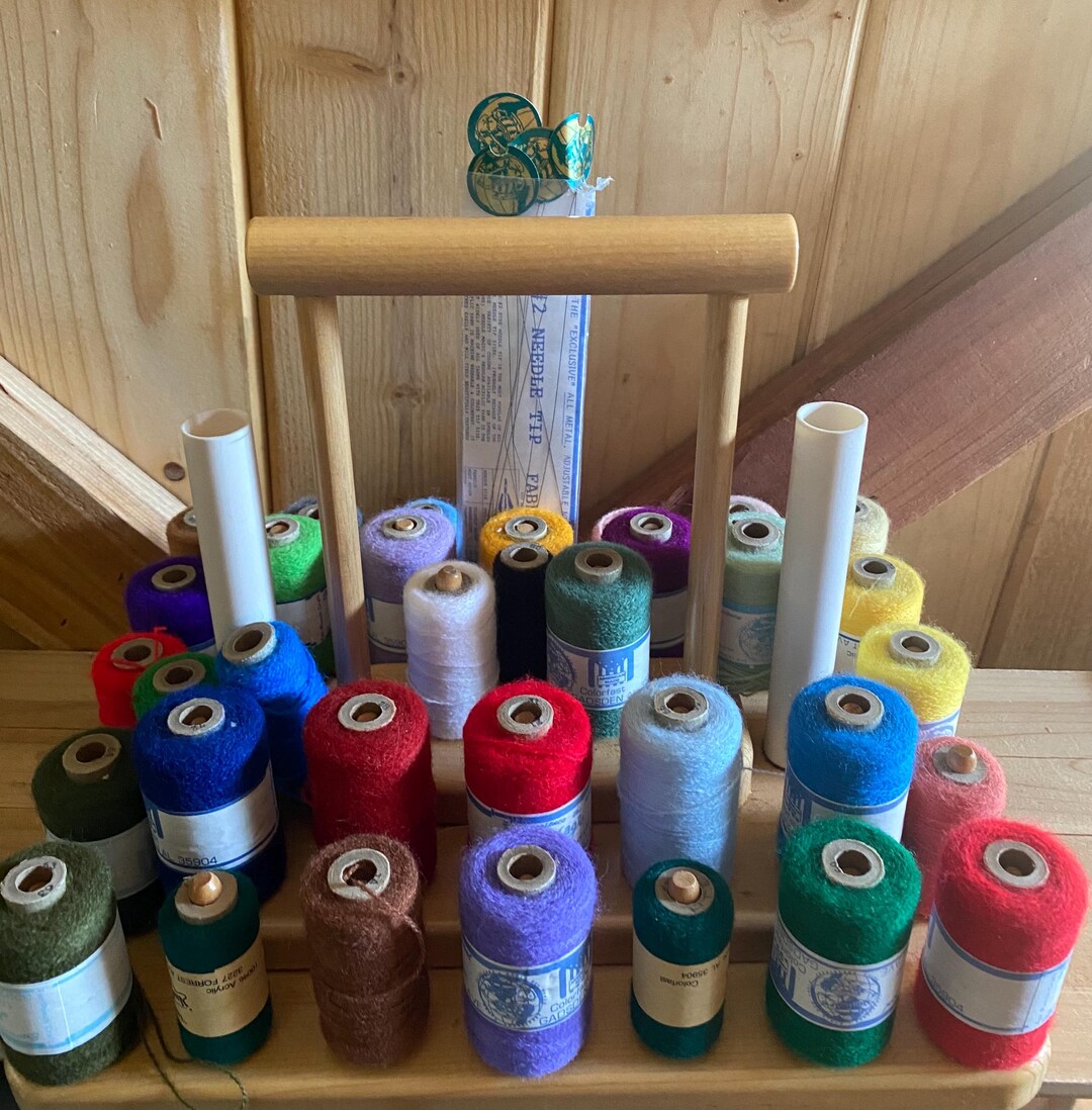 Vintage Wooden Spool Thread Caddy* Vintage Acrylic Magic Thread With ...