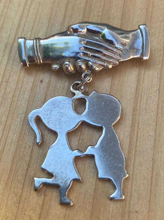 Vintage Couple Kissing Holding Hands Dangling Silver … - Gem