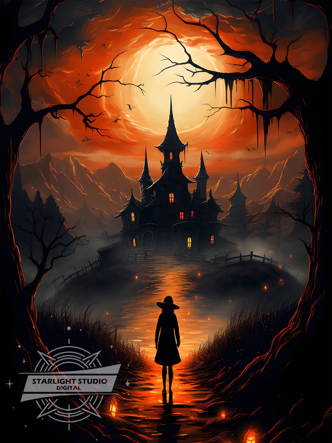 Girl Walking Towards A Castle Instant Download Printable Wall Art ...