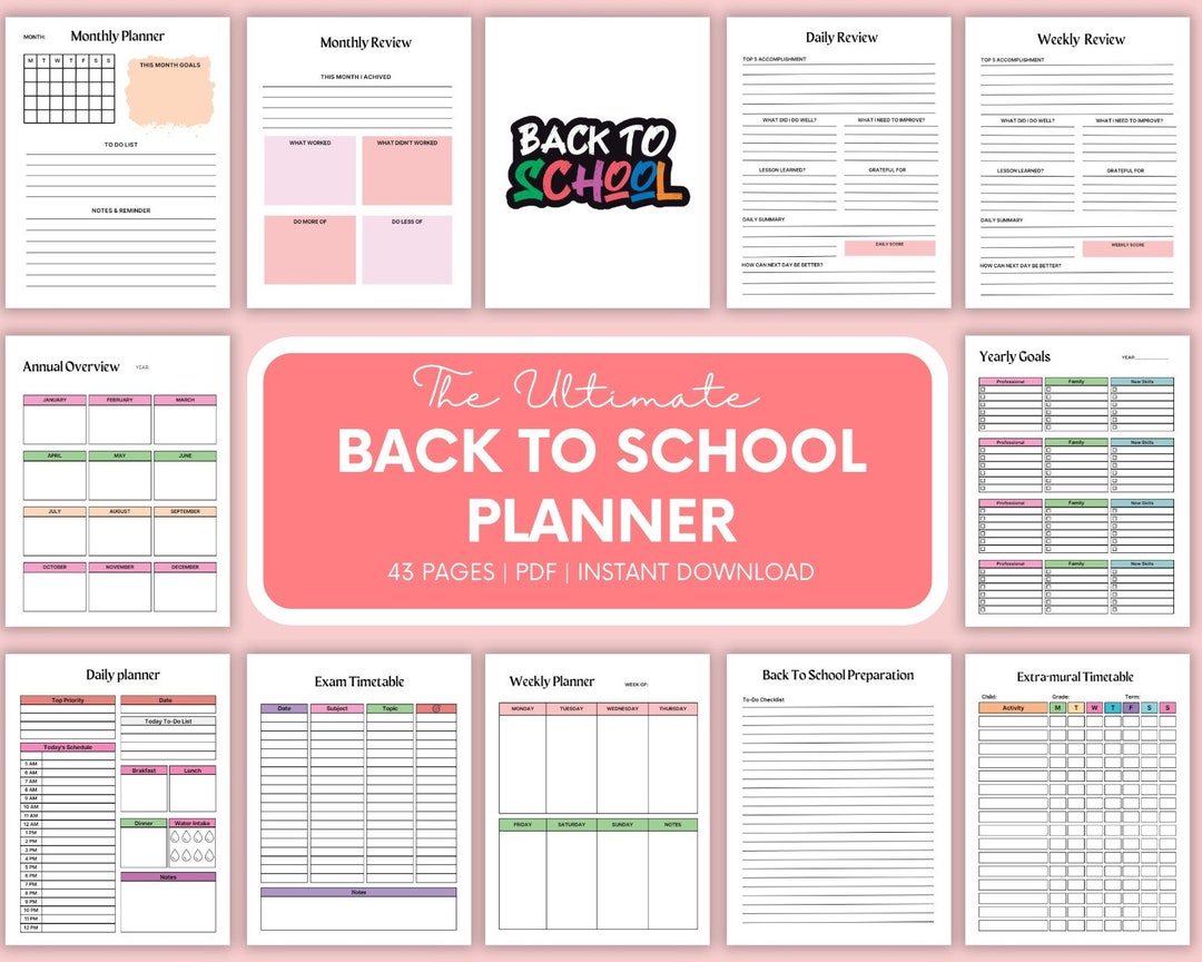 Back to School Planner Printable | School Planner Bundle | Student ...