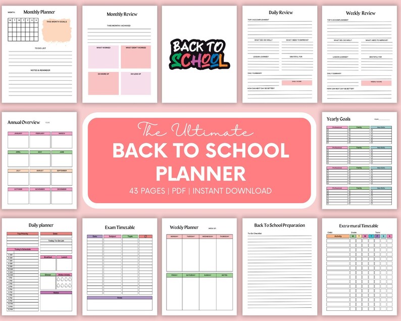 Back to School Planner Printable | School Planner Bundle | Student ...