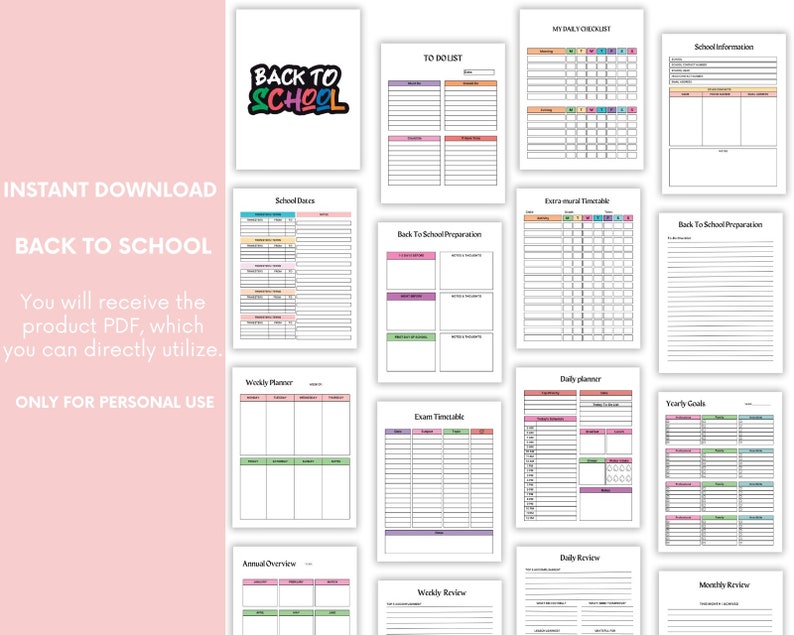Back to School Planner Printable | School Planner Bundle | Student ...