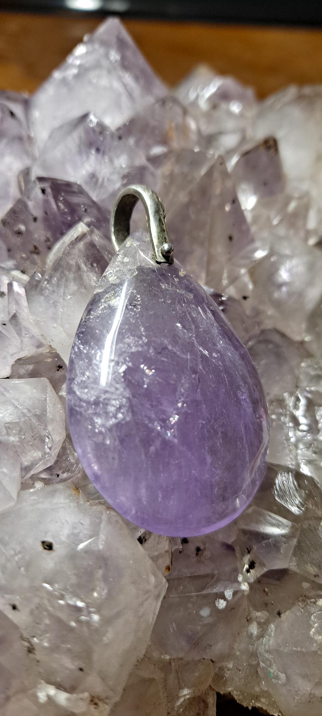 Amethyst Crystal Tear Drop Pendant Beautiful and Big! - Etsy