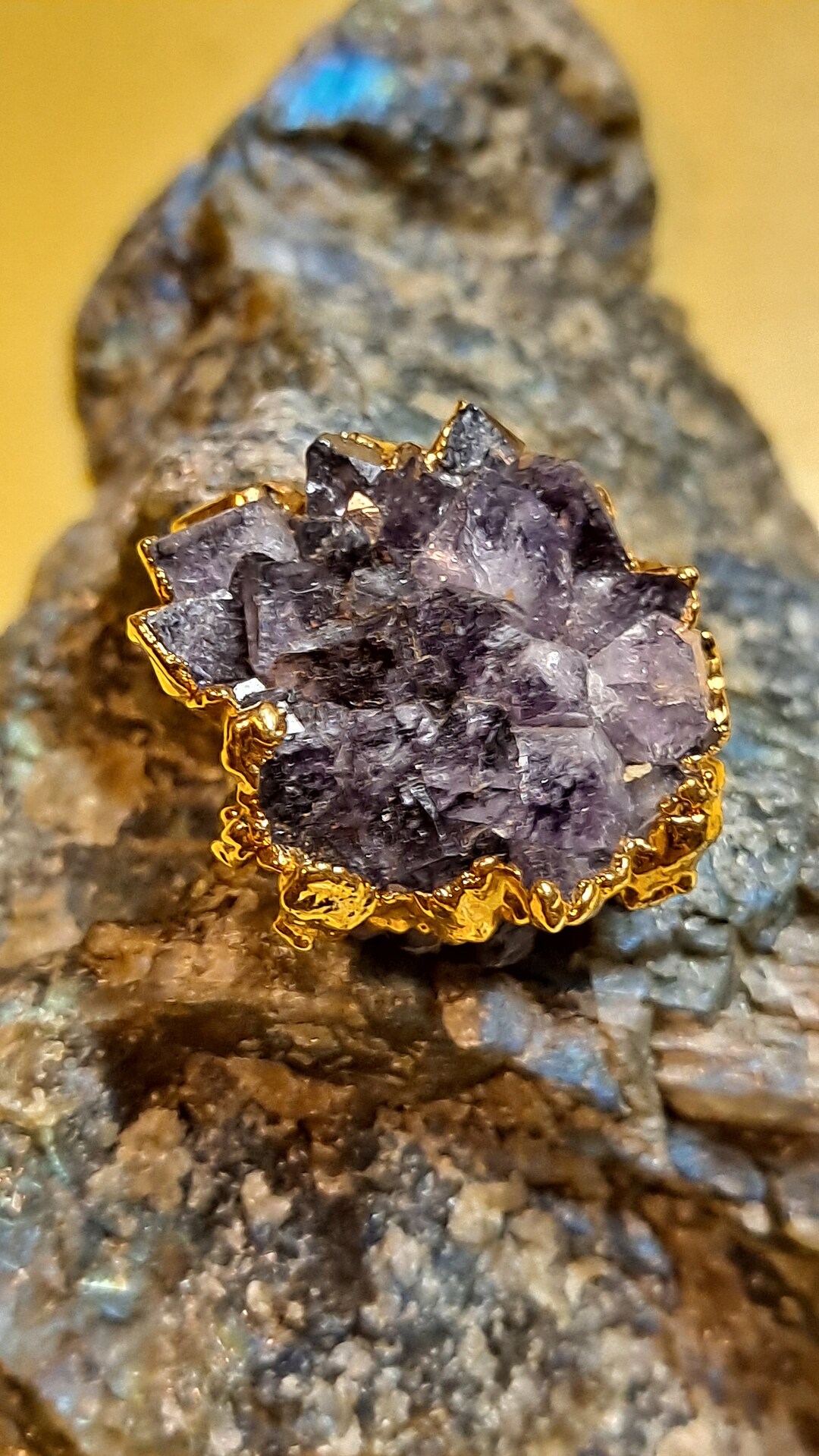 Amethyst Crystal With Melt Wrap Gold Plated Beautiful and Peculiar - Etsy