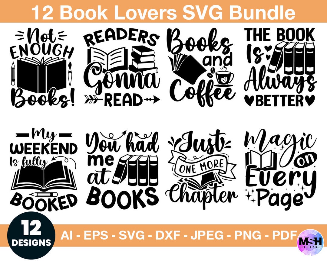 Books Svg Bundle, Book Svg, Book Lover Svg, Library Svg, Books Svg ...