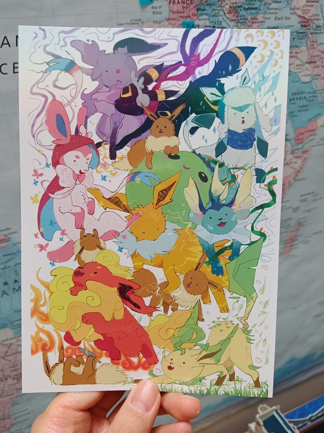 Eevee Eeveelutions Holo Poster Postcard - Etsy