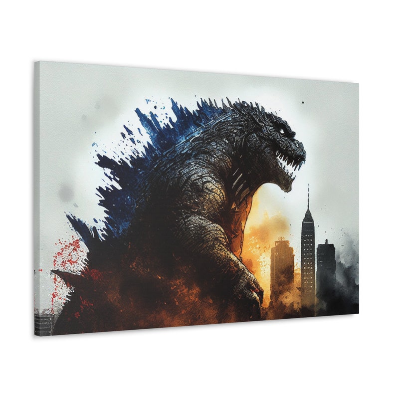 Godzilla Watercolor Rustic, Godzilla Gifts for Him, Monster Movie ...