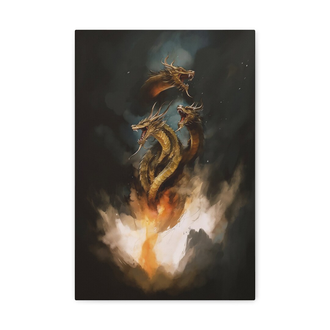 Godzilla King Ghidorah Monster Watercolor, Gifts for Him, Monster Movie ...