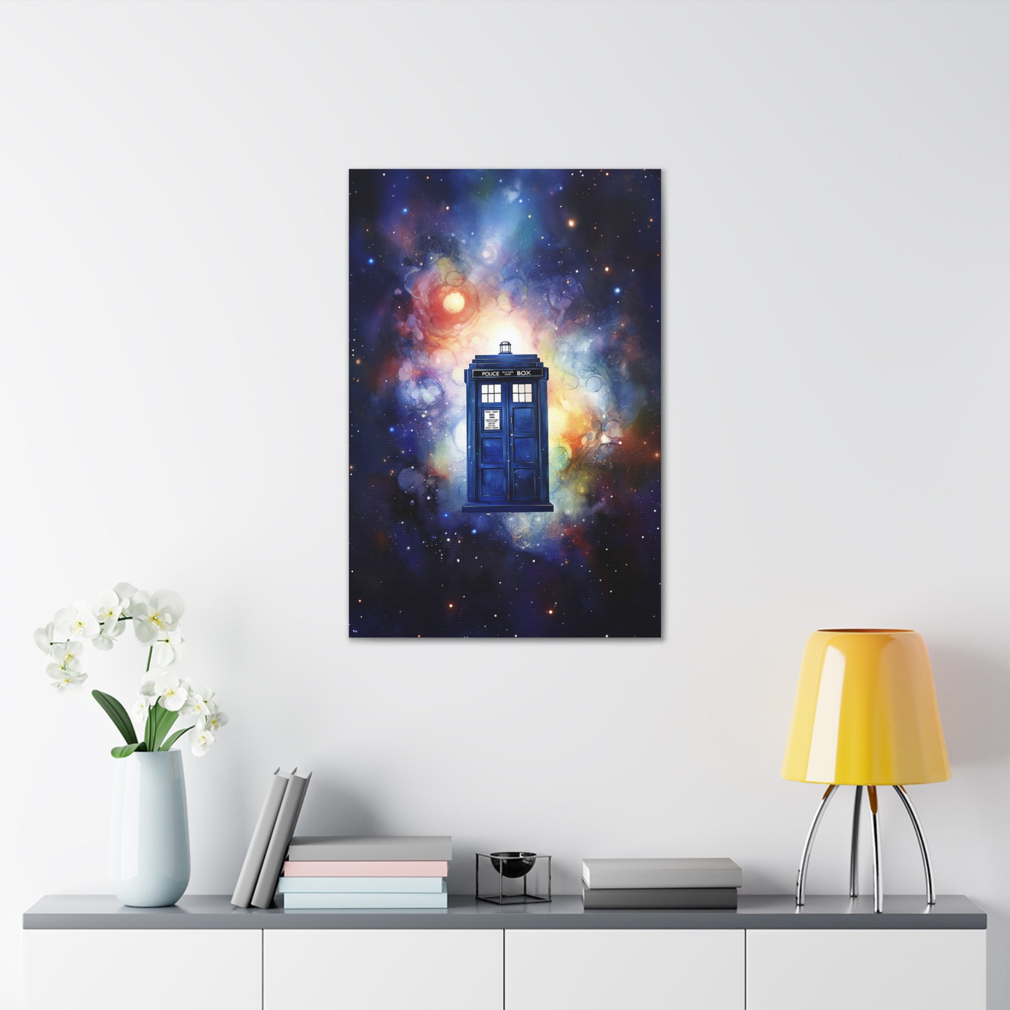 Tardis Universe Watercolor Canvas Painting Print, Doctor Who Fan ...