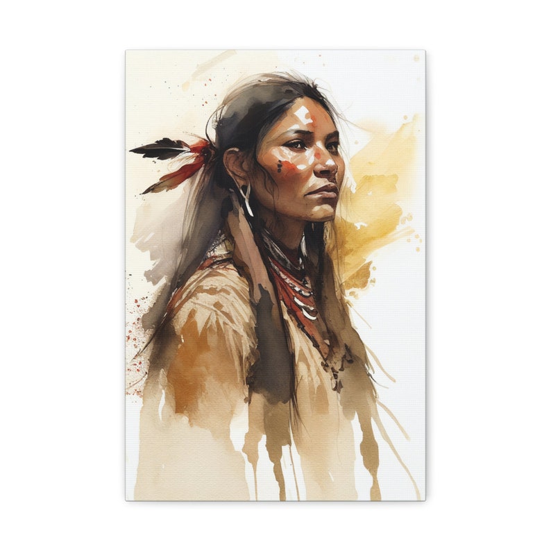 Lakota Woman Watercolor Painting Canvas Print, Lakota Wall Art, Western ...