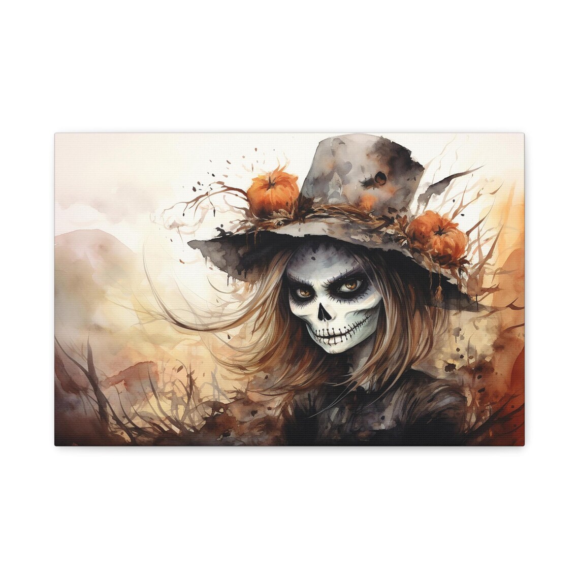 Halloween All Hallows Eve Girl Painting Canvas Print, Happy Halloween ...
