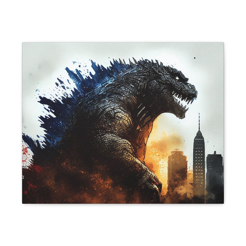 Godzilla Watercolor Rustic, Godzilla Gifts for Him, Monster Movie ...