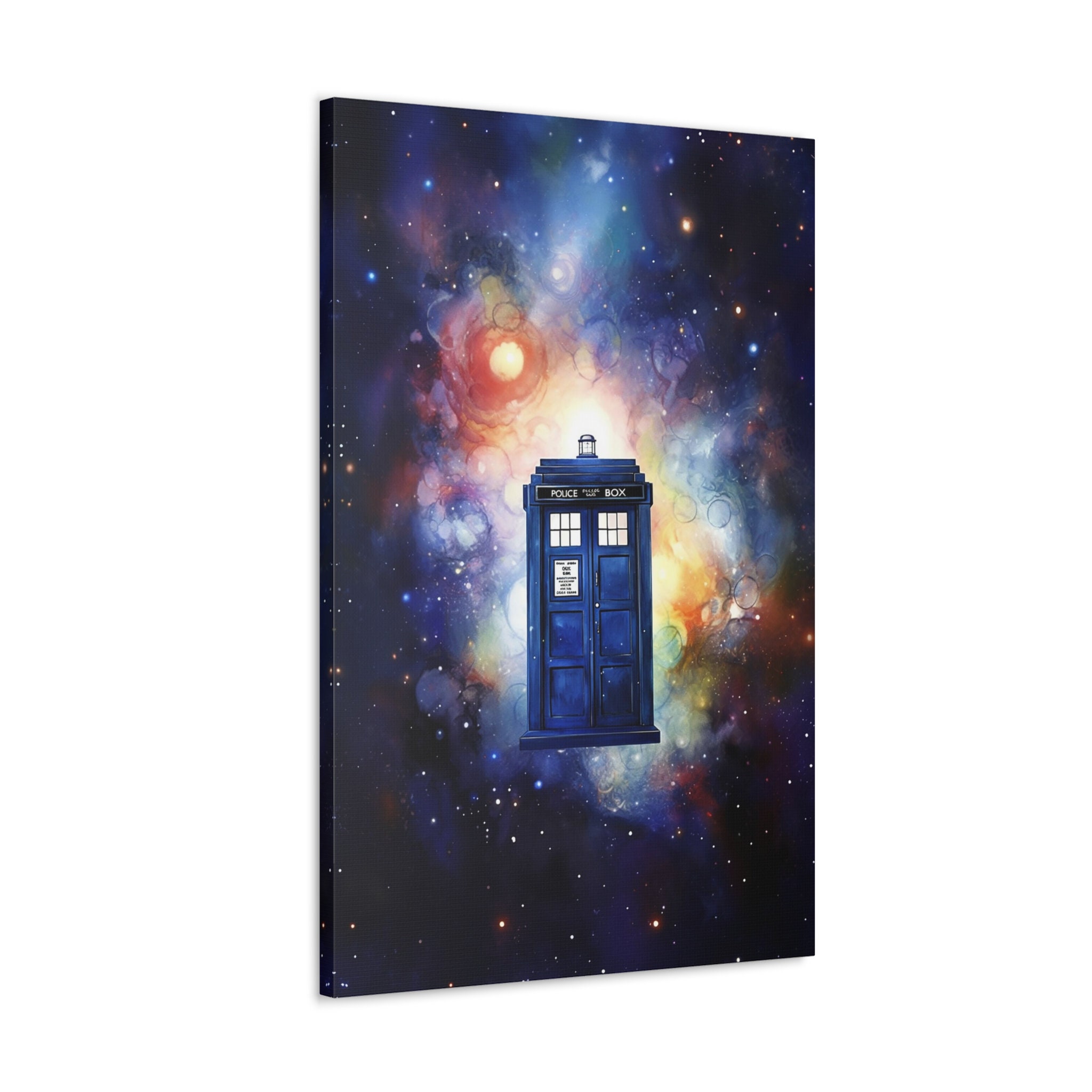 Tardis Universe Watercolor Canvas Painting Print, Doctor Who Fan ...