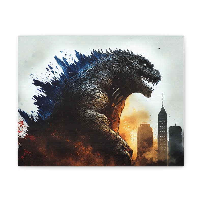 Godzilla Watercolor Rustic Godzilla Gifts for Him Monster - Etsy