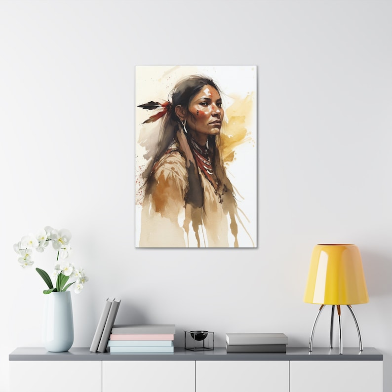 Lakota Woman Watercolor Painting Canvas Print, Lakota Wall Art, Western ...