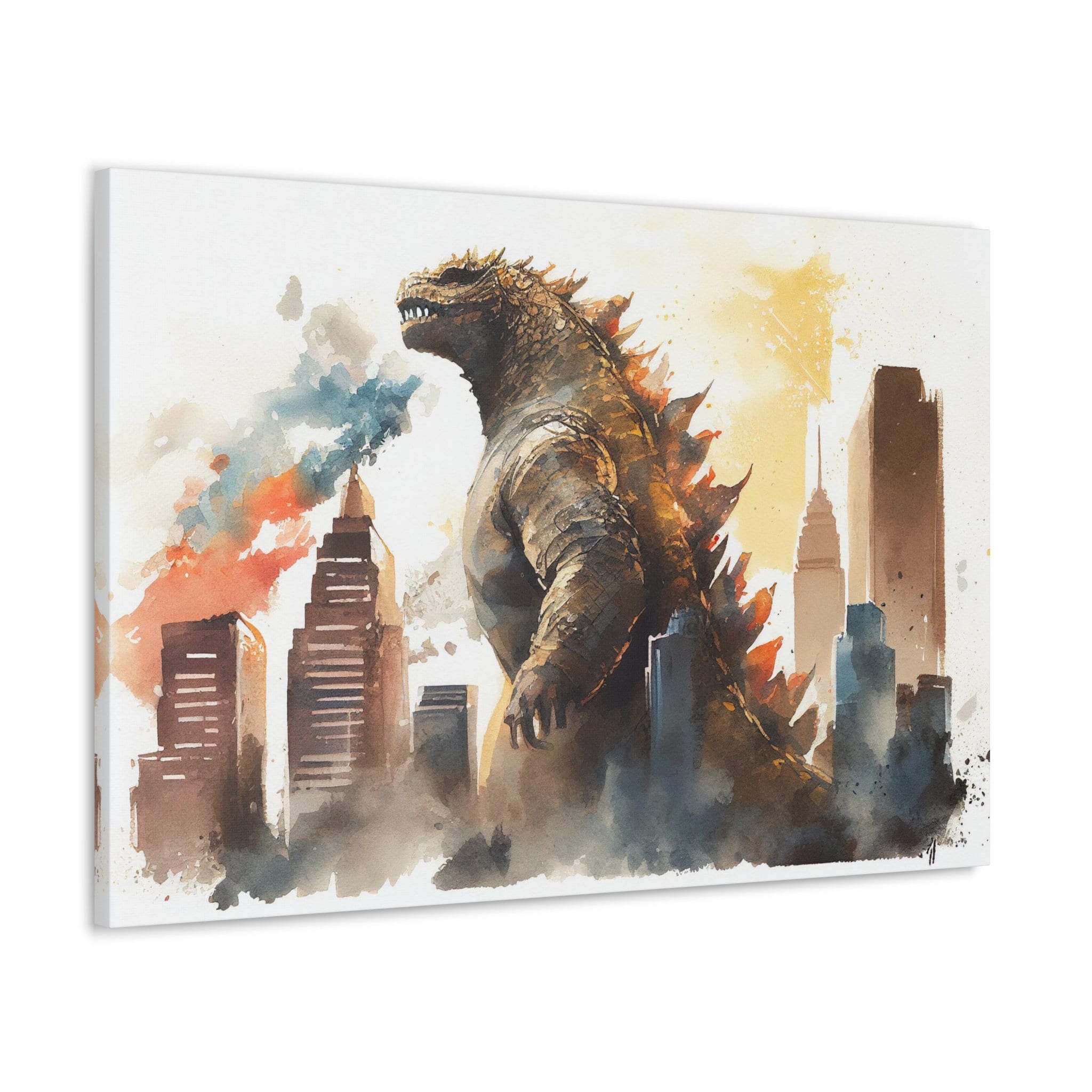 Godzilla Cityscape Watercolor, Godzilla Gifts for Him, Monster Movie ...