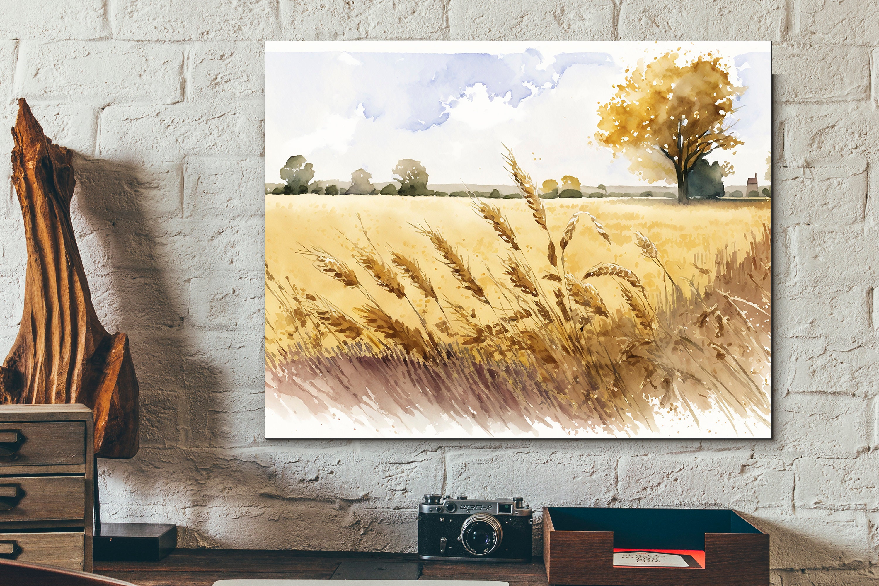 Autumn Wheat Field, Western Wall Art, Cowboy Home Decor, Living Room ...