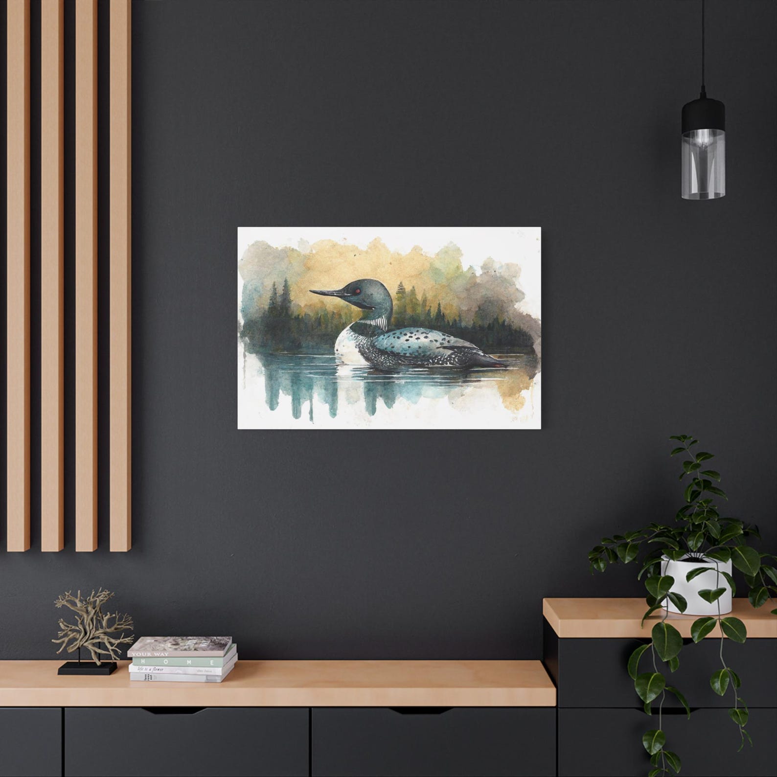 Loon on Lake Watercolor Painting Canvas Print, Minnesota Wildlife Wall ...