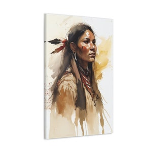 Lakota Woman Watercolor Painting Canvas Print, Lakota Wall Art, Western ...