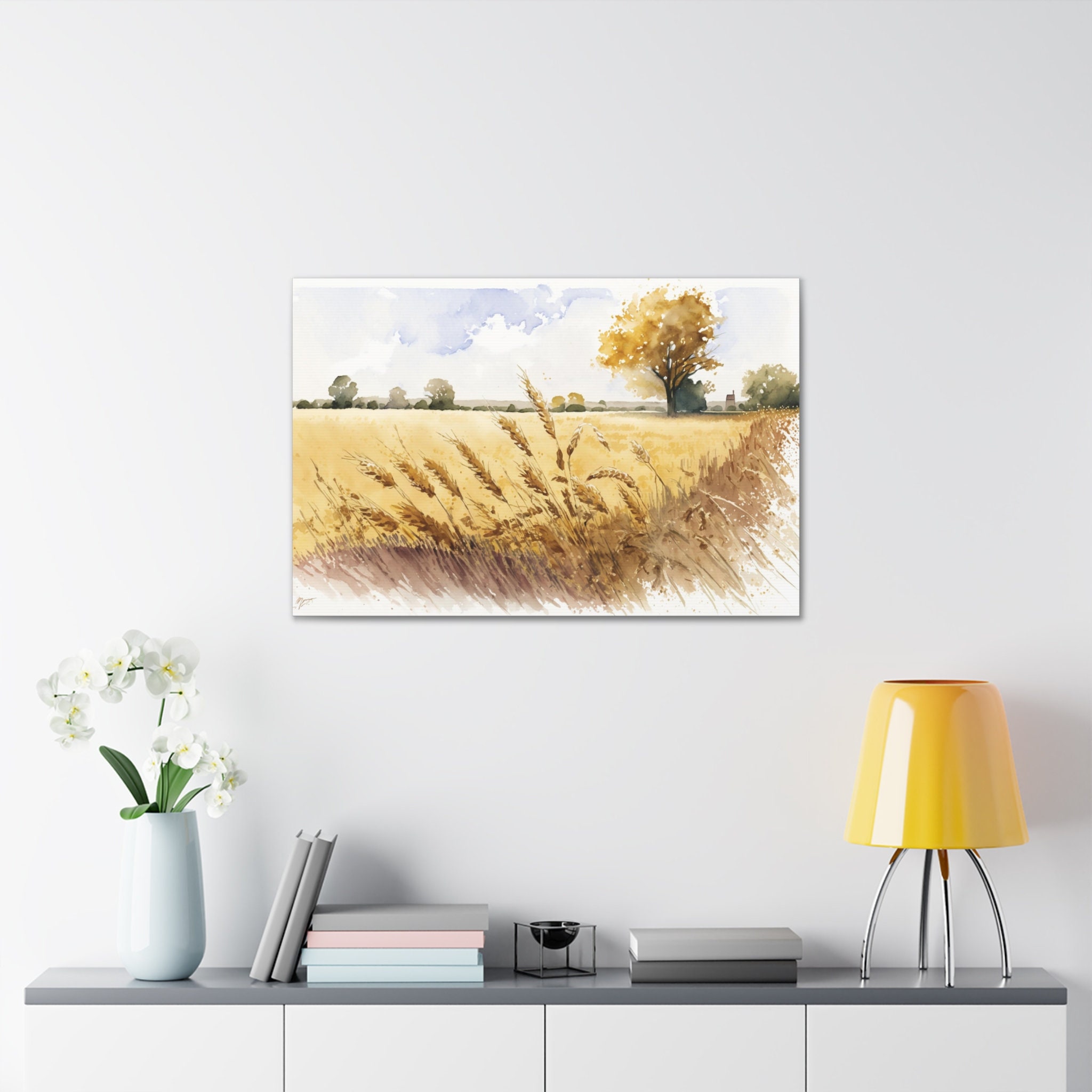 Autumn Wheat Field, Western Wall Art, Cowboy Home Decor, Living Room ...