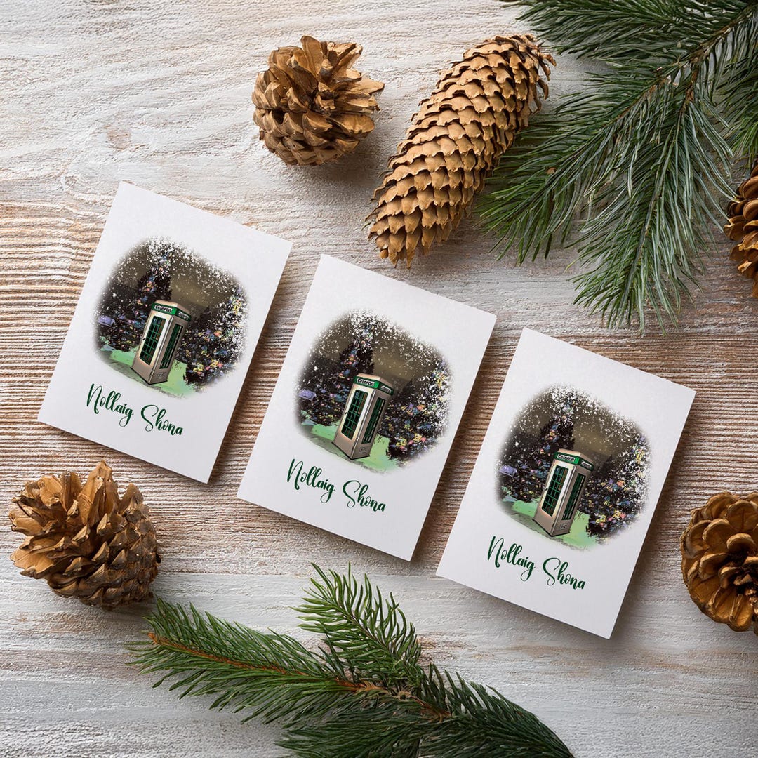 Pack of 3 Irish Christmas Cards! Irish Phone Box! Nollaig Shona! - Etsy