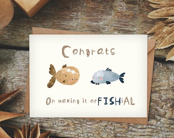 Congrats on Making It Of-fish-al! Greeting Card. Cute Wedding Card ...