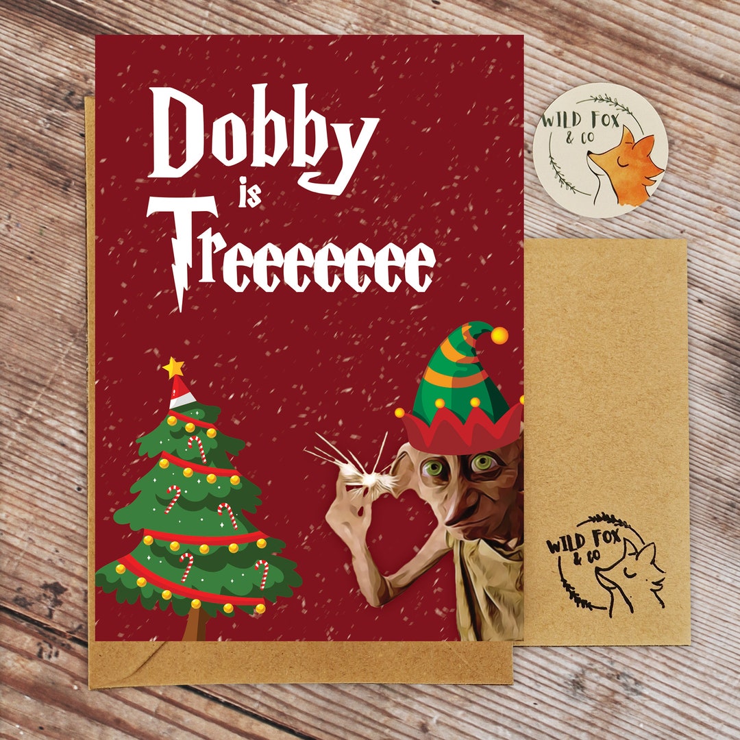 Dobby is Treeeeee! Dobby/harry Potter Christmas Card! - Etsy