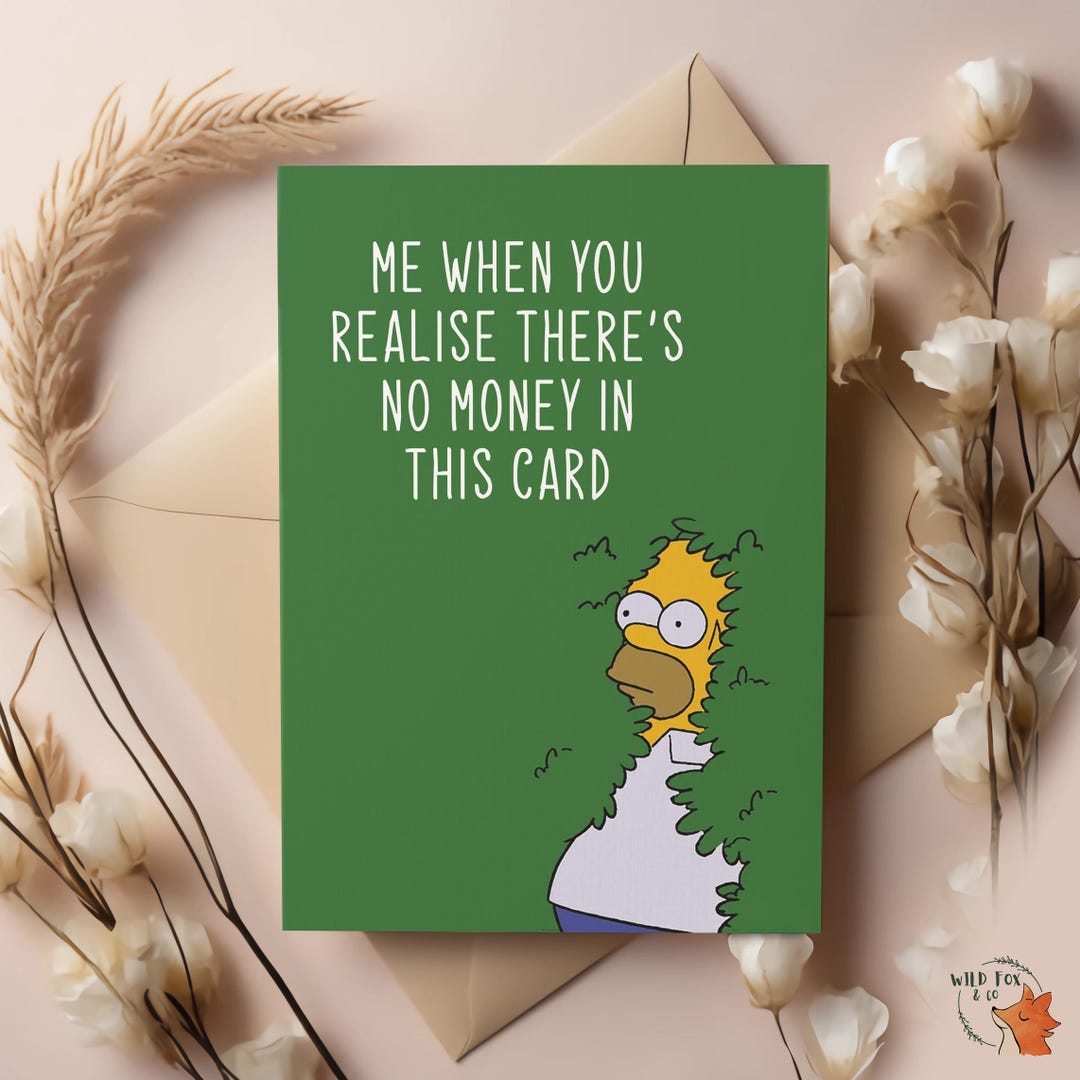 Homer in the Bushes Card! the Simpsons Card! - Etsy