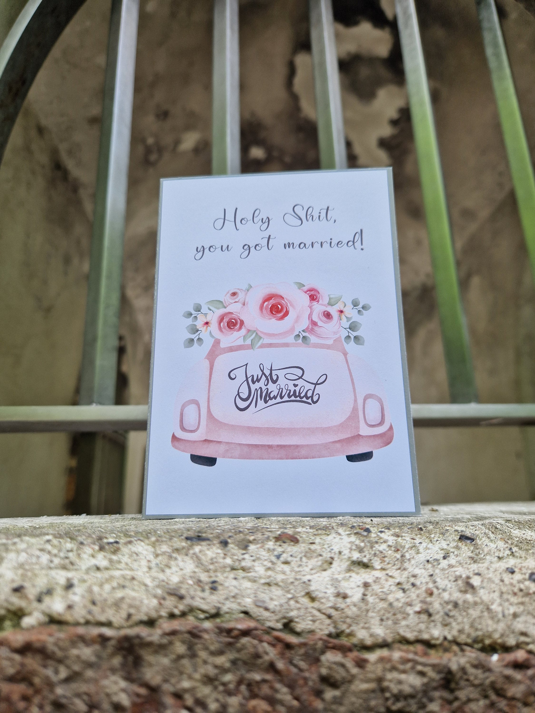 Holy Shit, You Got Married Card Funny Wedding Day Card - Etsy