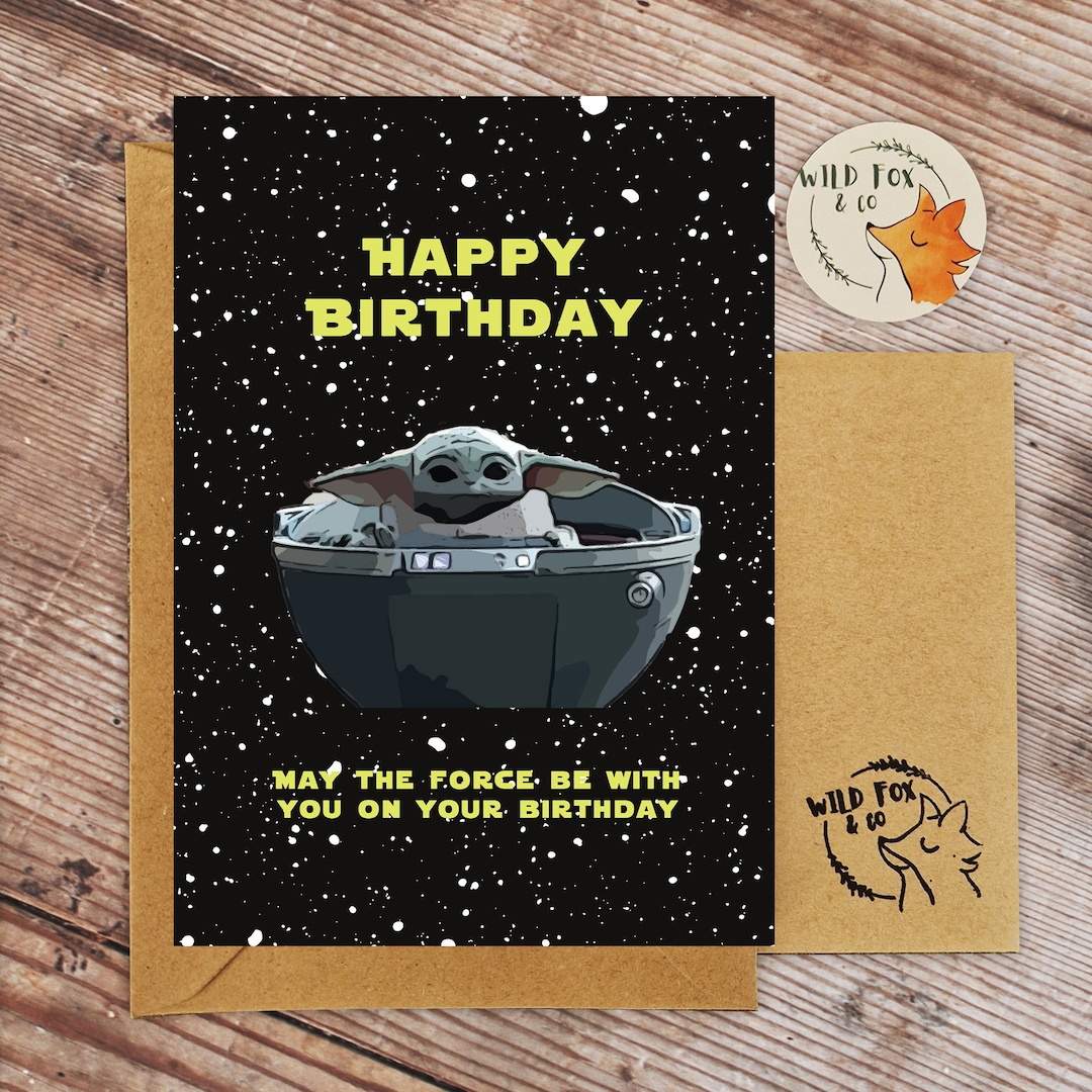 Grogu Birthday Card|the Child Birthday Card Gift| Mandalorian Gift | - Etsy