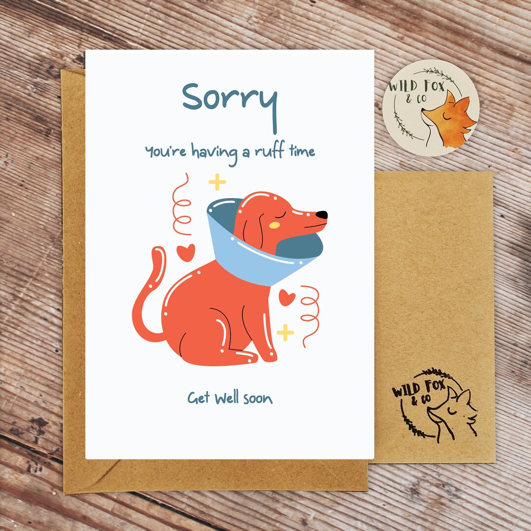 Sorry You're Having a Ruff Time Get Well Soon Dog Card - Etsy