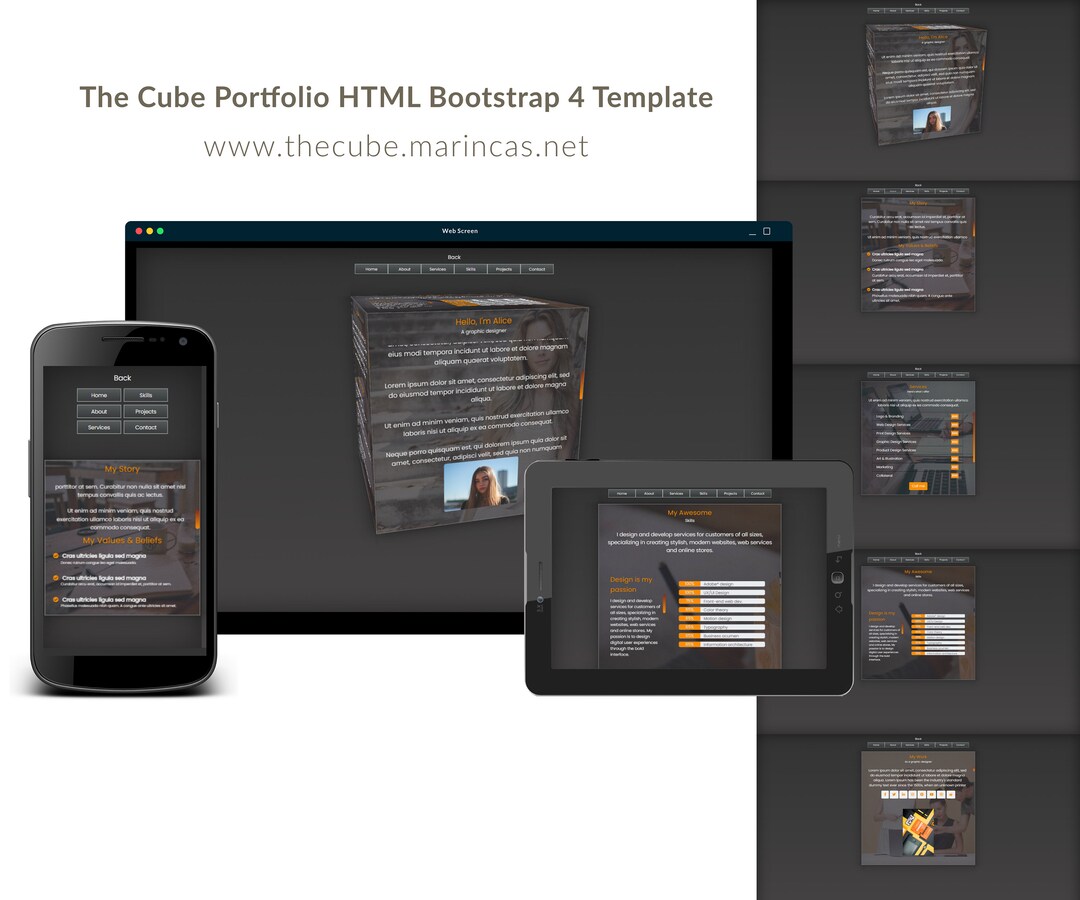 The Cube Personal Portfolio Bootstrap 4 HTML Template for Freelancers, Agents, Portfolio ...