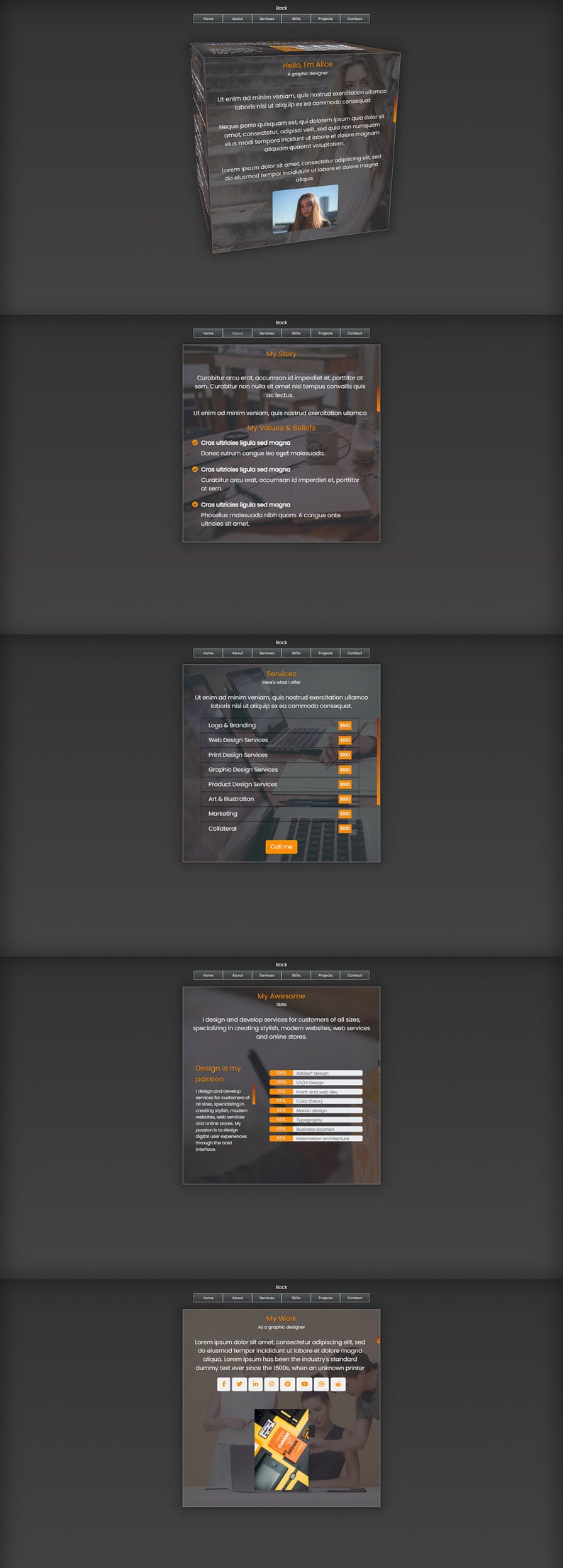 The Cube Personal Portfolio Bootstrap 4 HTML Template for Freelancers, Agents, Portfolio ...