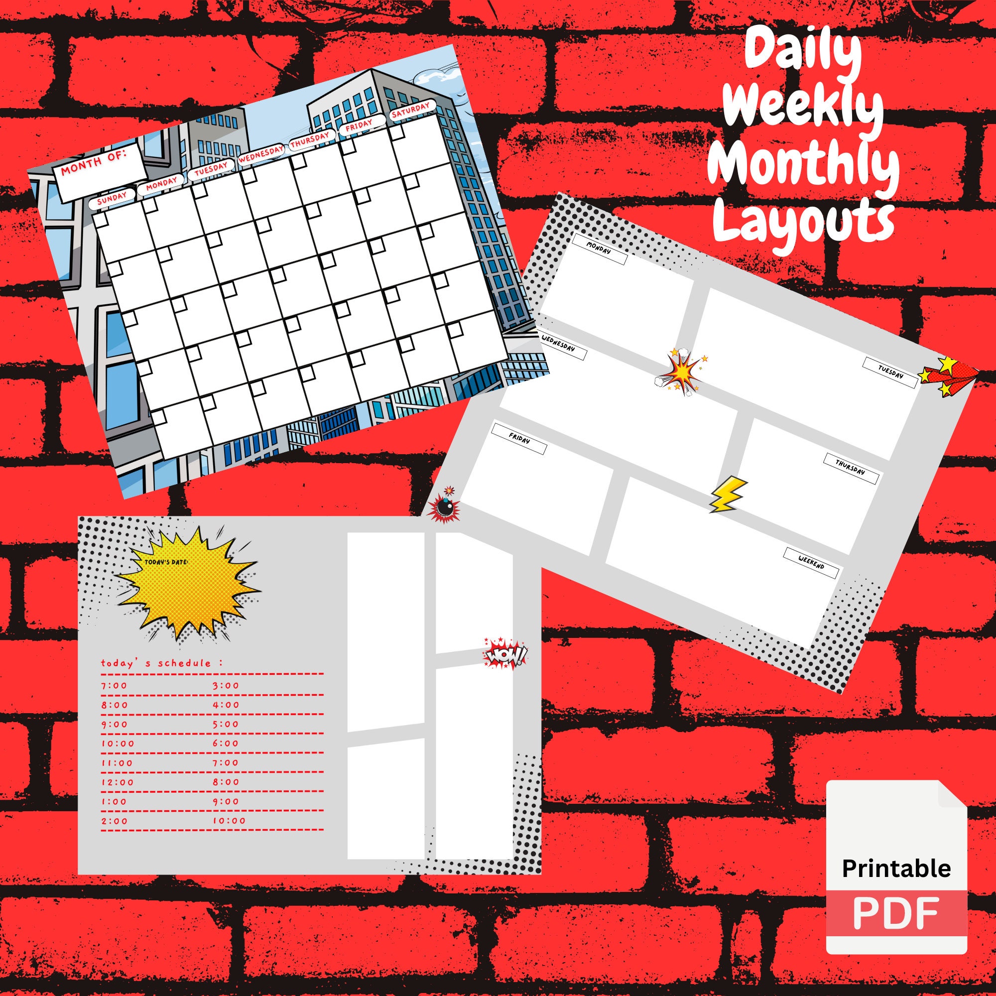 Comic-style Kids Printable Planner - Etsy