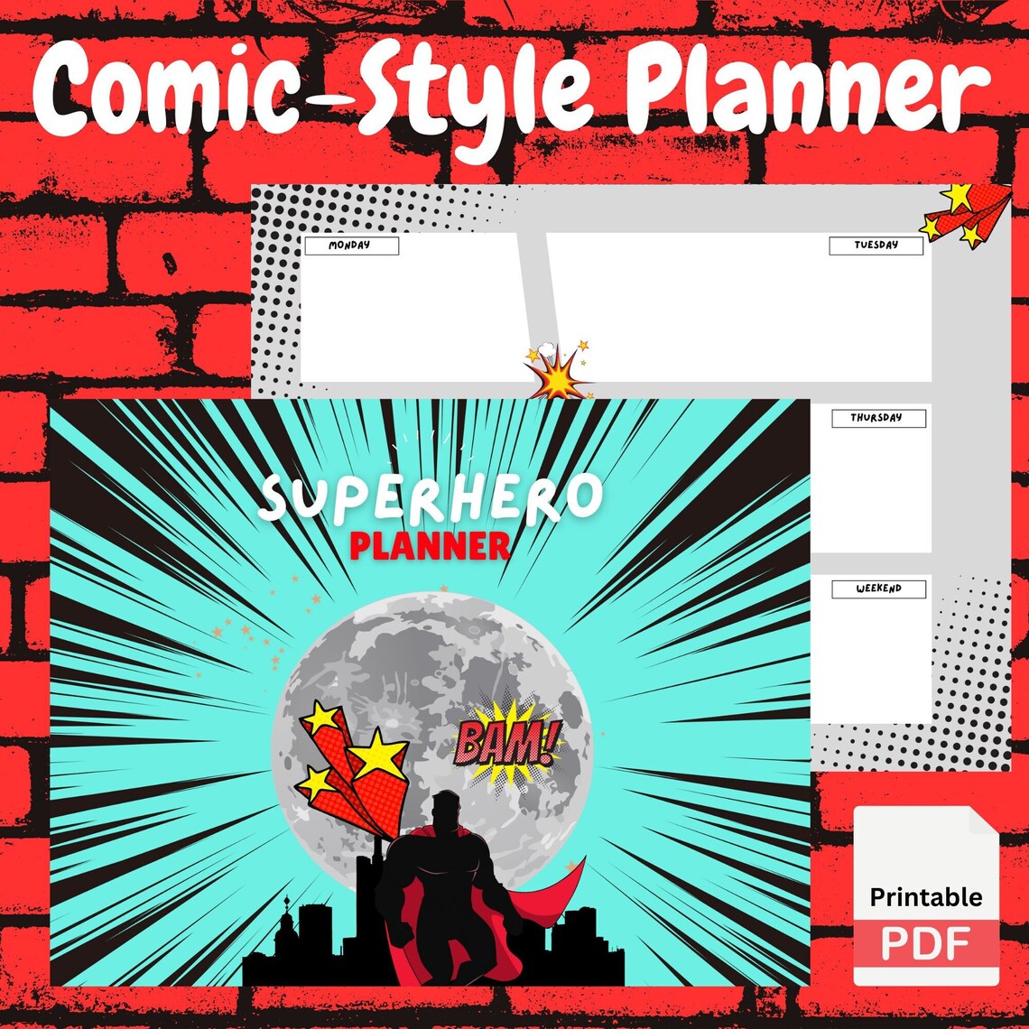 Comic-style Kids Printable Planner - Etsy