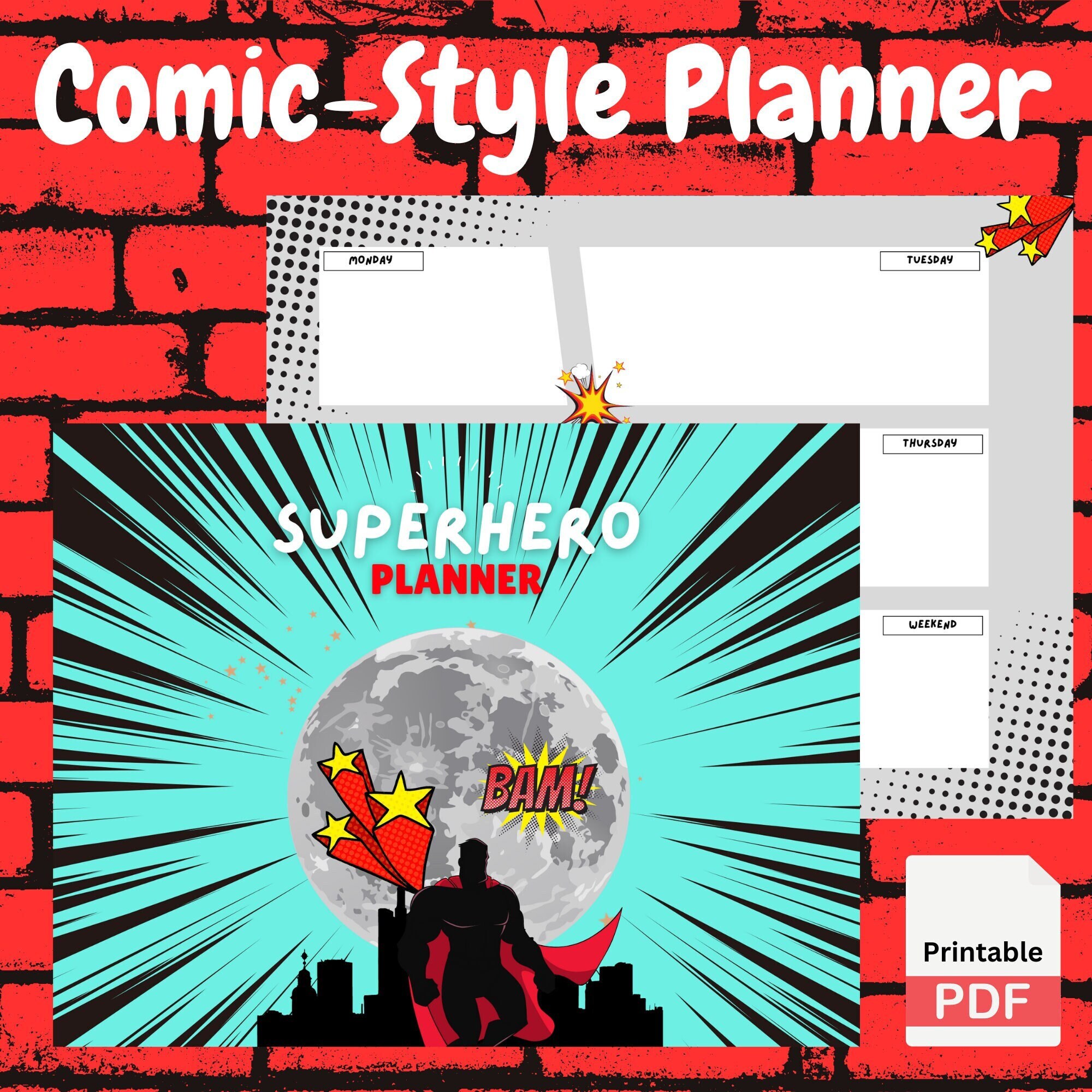 Comic-style Kids Printable Planner - Etsy