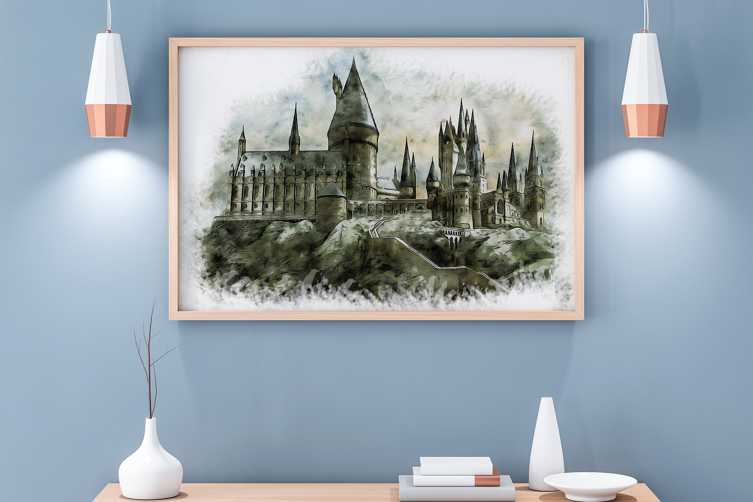 Wizarding Inspired Castle Poster, Watercolor Castle, Wizarding Inspired ...