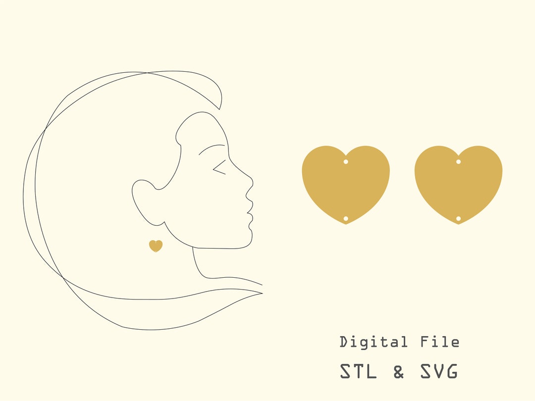 Heart Earrings Connector STL & SVG Digital Download Jewelry SVG ...