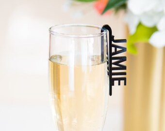 Сustom Initial Glass Tag Custom Acrylic Lasercut Name Personalized Wine ...