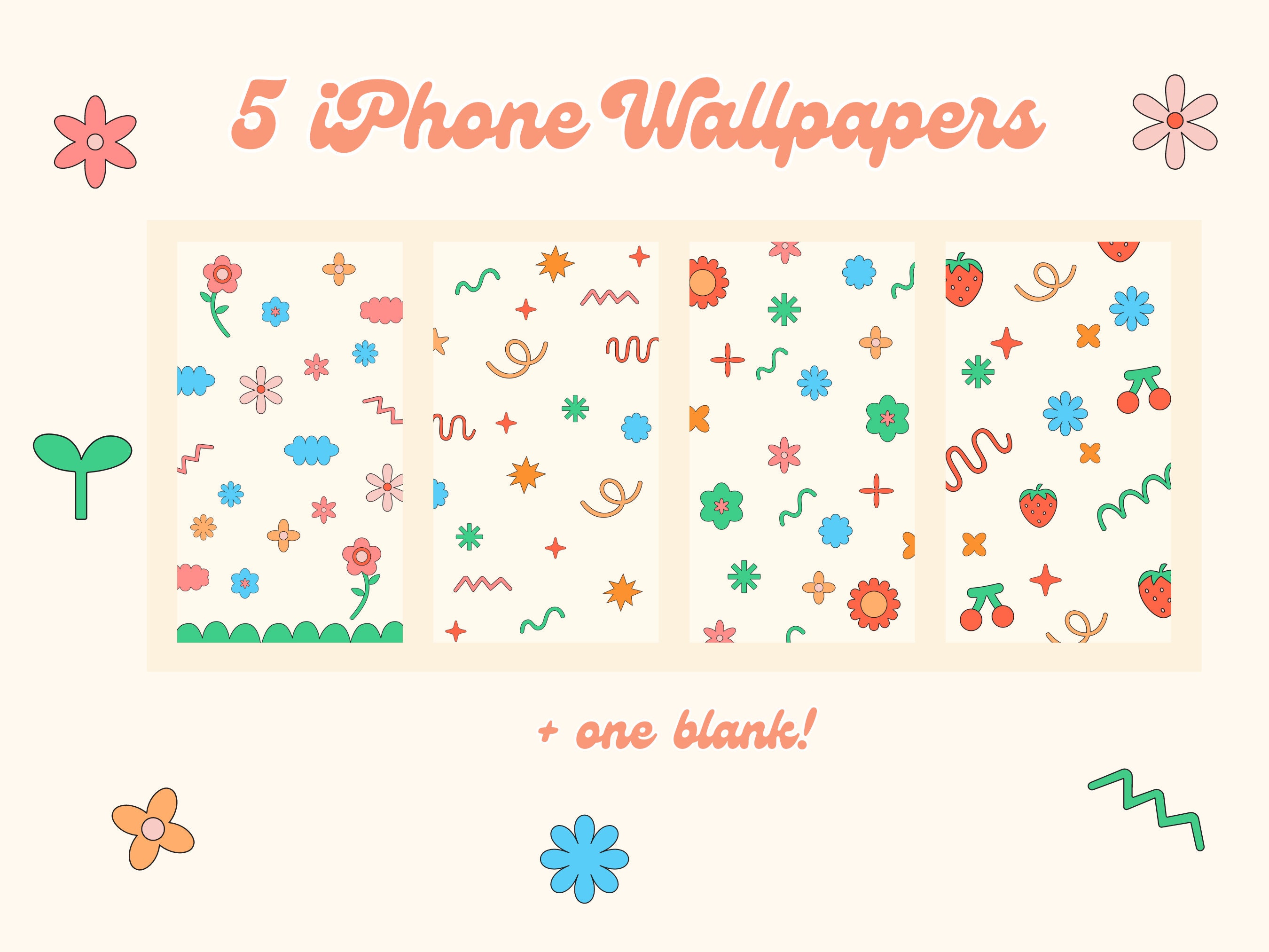 1900 Spring Summer App Icon Pack, Cute Doodle App Icons Widgets and ...