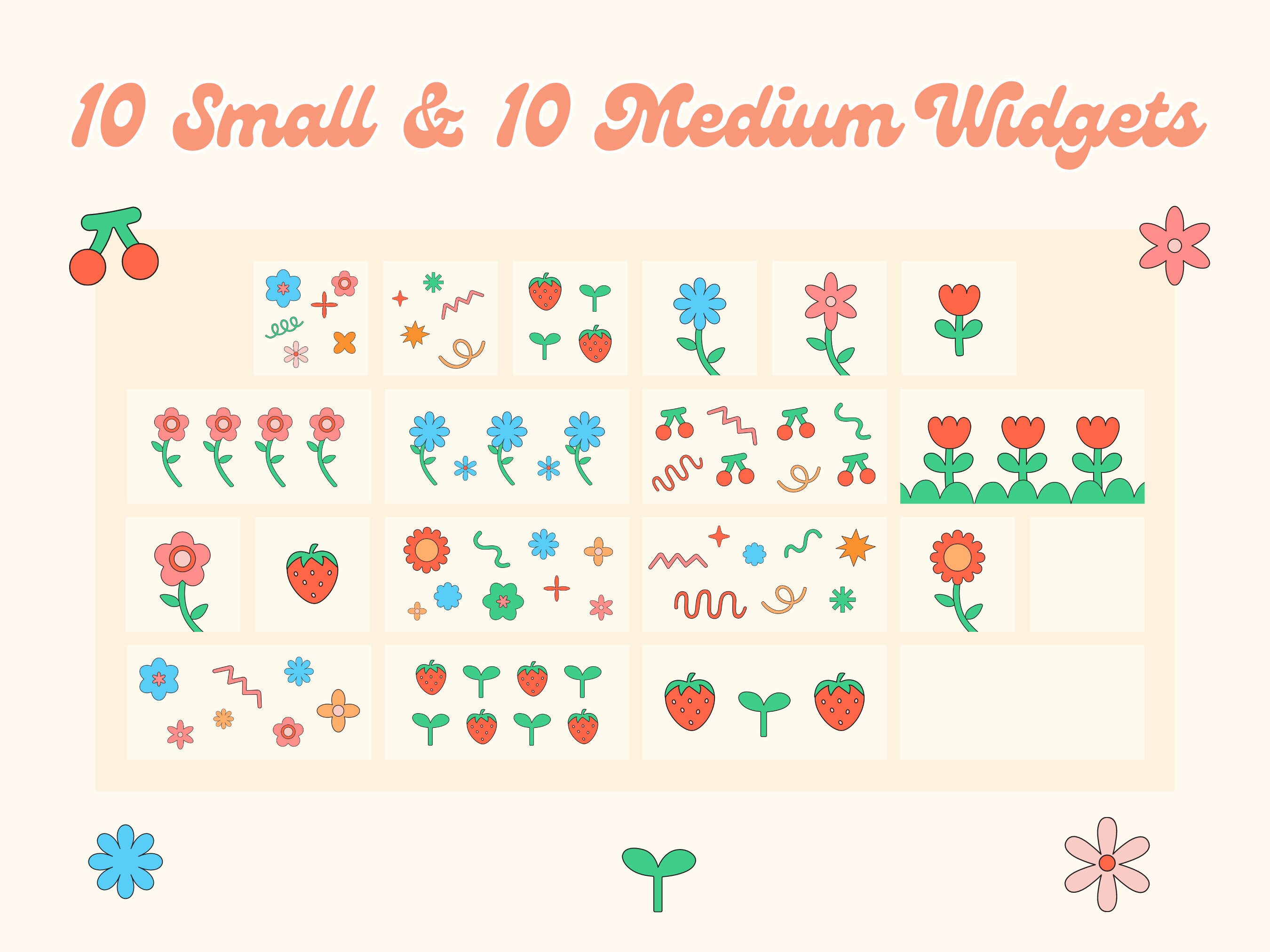 1900 Spring Summer App Icon Pack, Cute Doodle App Icons Widgets and ...