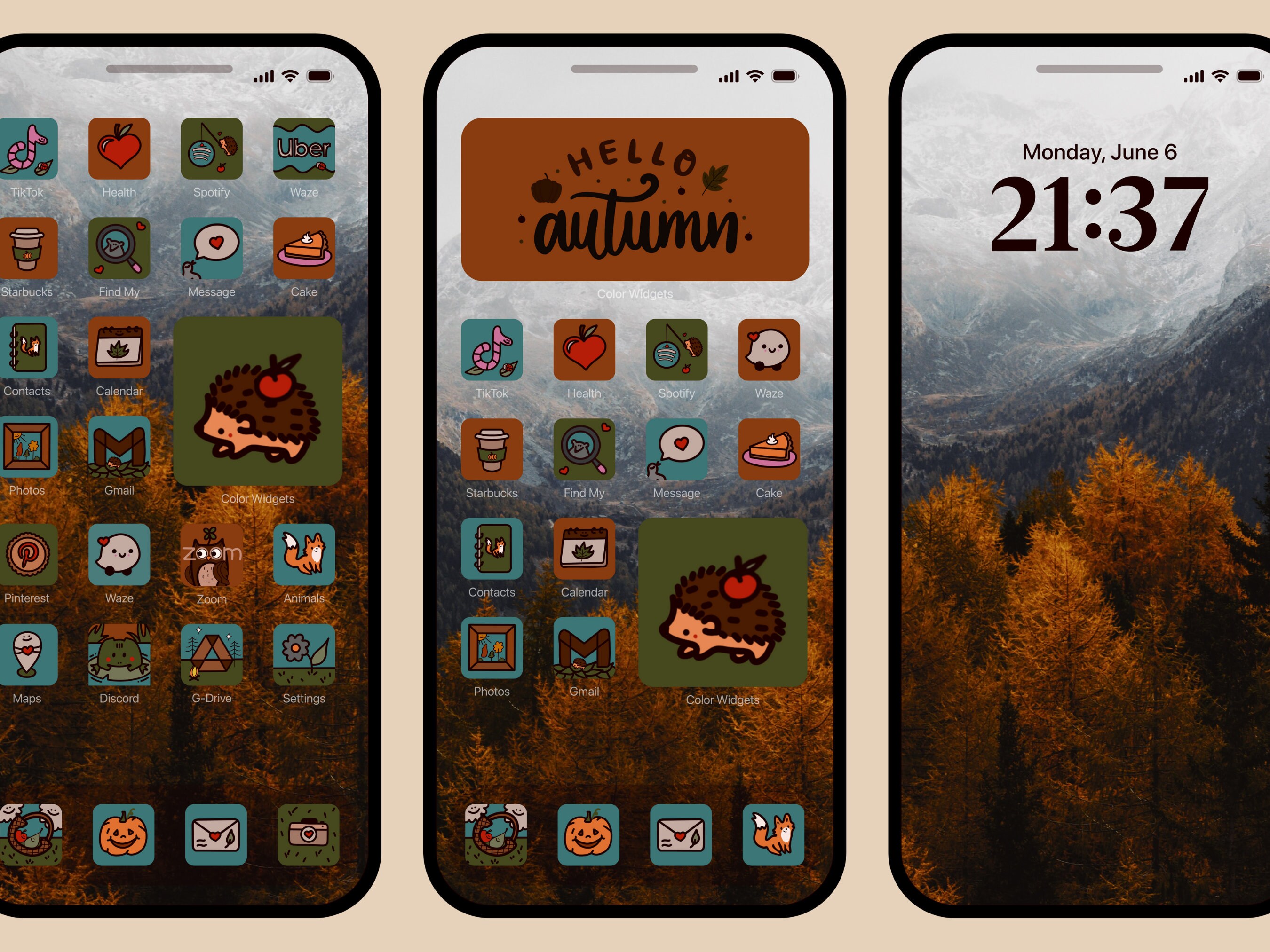 Fall Hand Drawn BLACK Ios16 App Icons Bundle, Ios14 App Covers, Fall ...